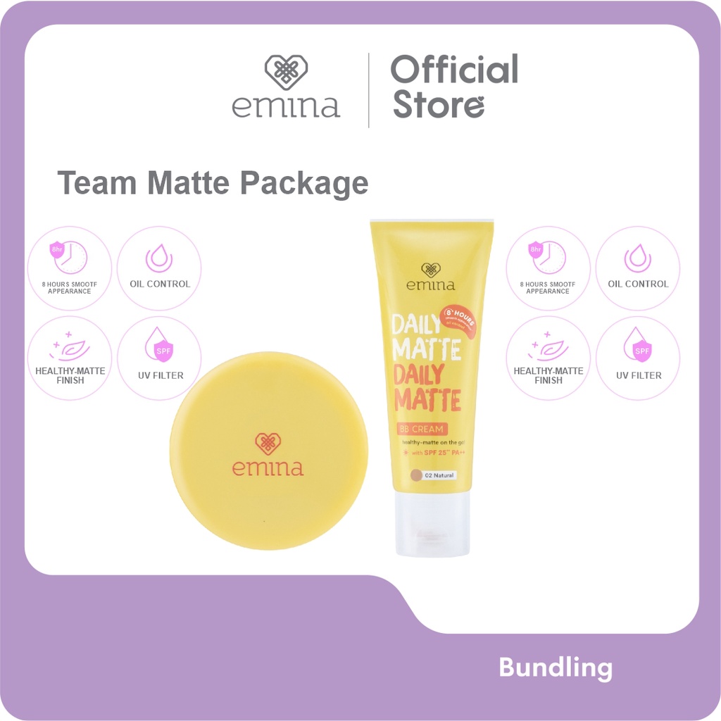 Jual Emina Team Matte Package (Daily Matte BB Cream 02 Natural ...